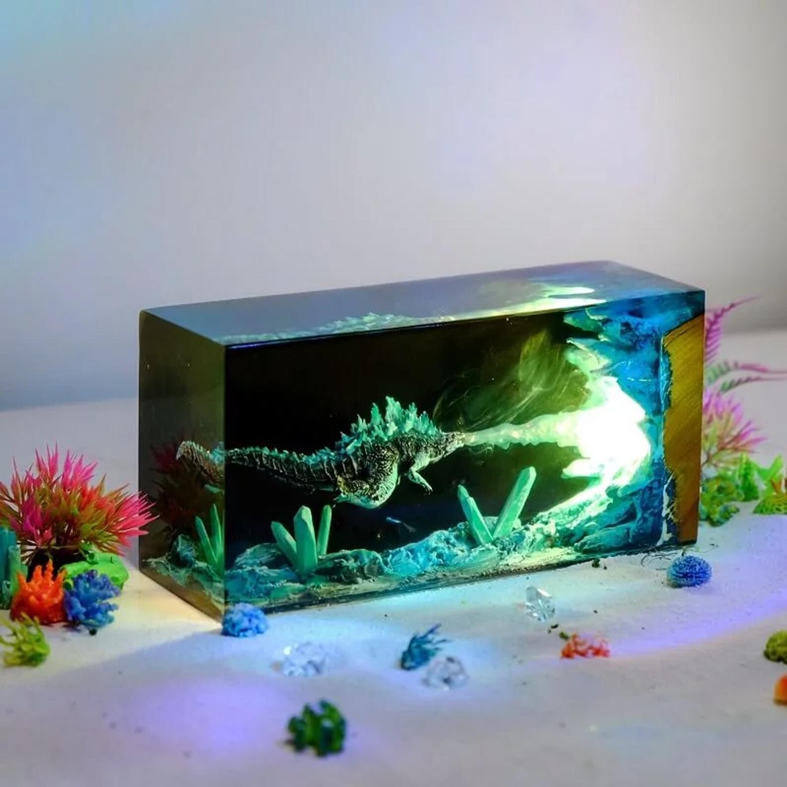 G.ODZ.ILLA Monster Night Light Atomic Breath Resin Lamp God.zilla ...
