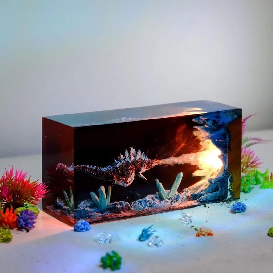 G.ODZ.ILLA Monster Night Light Atomic Breath Resin Lamp God.zilla ...