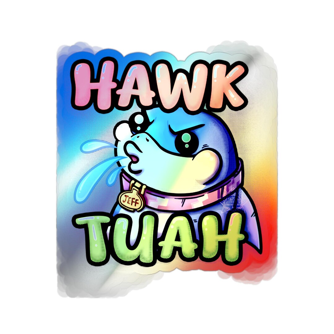 Jeff the Land Shark Spitting "hawk Tuah" Sticker | Holographic Die-cut ...