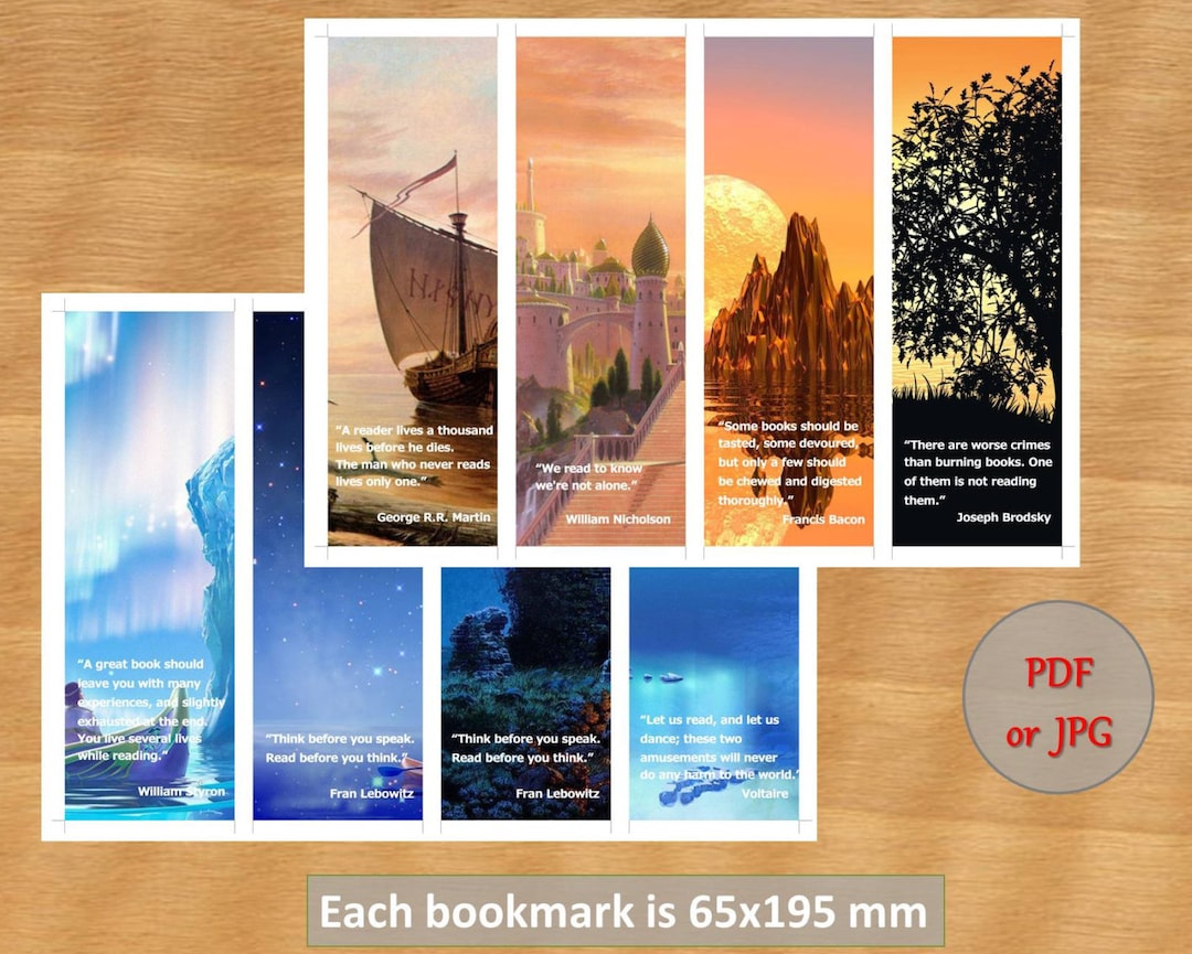 8 Printable Bookmarks With Quotes About Books and Reading/ Instant ...