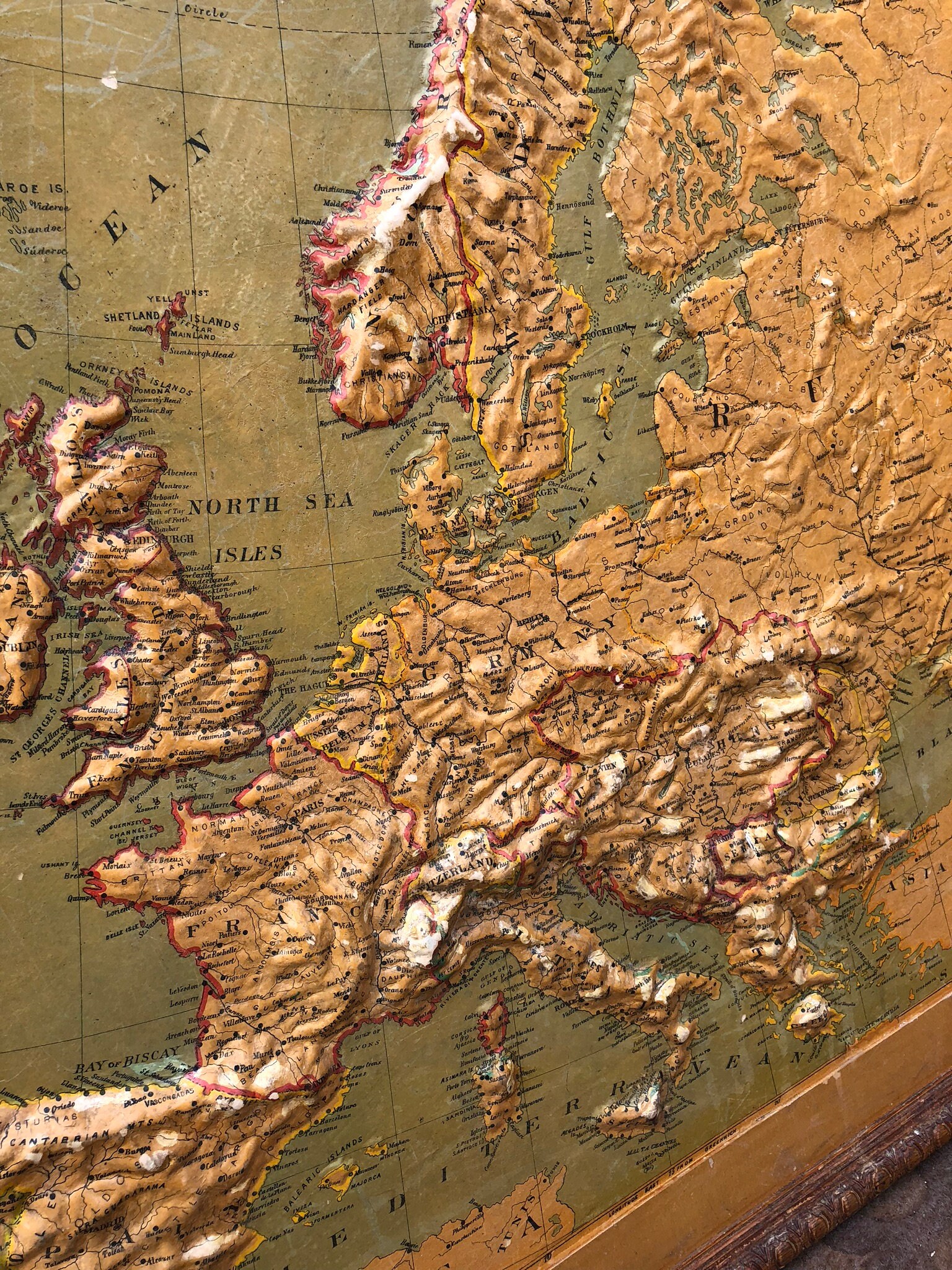 Antique Full Set of Atlas Relief Maps of the World and Each Continent ...