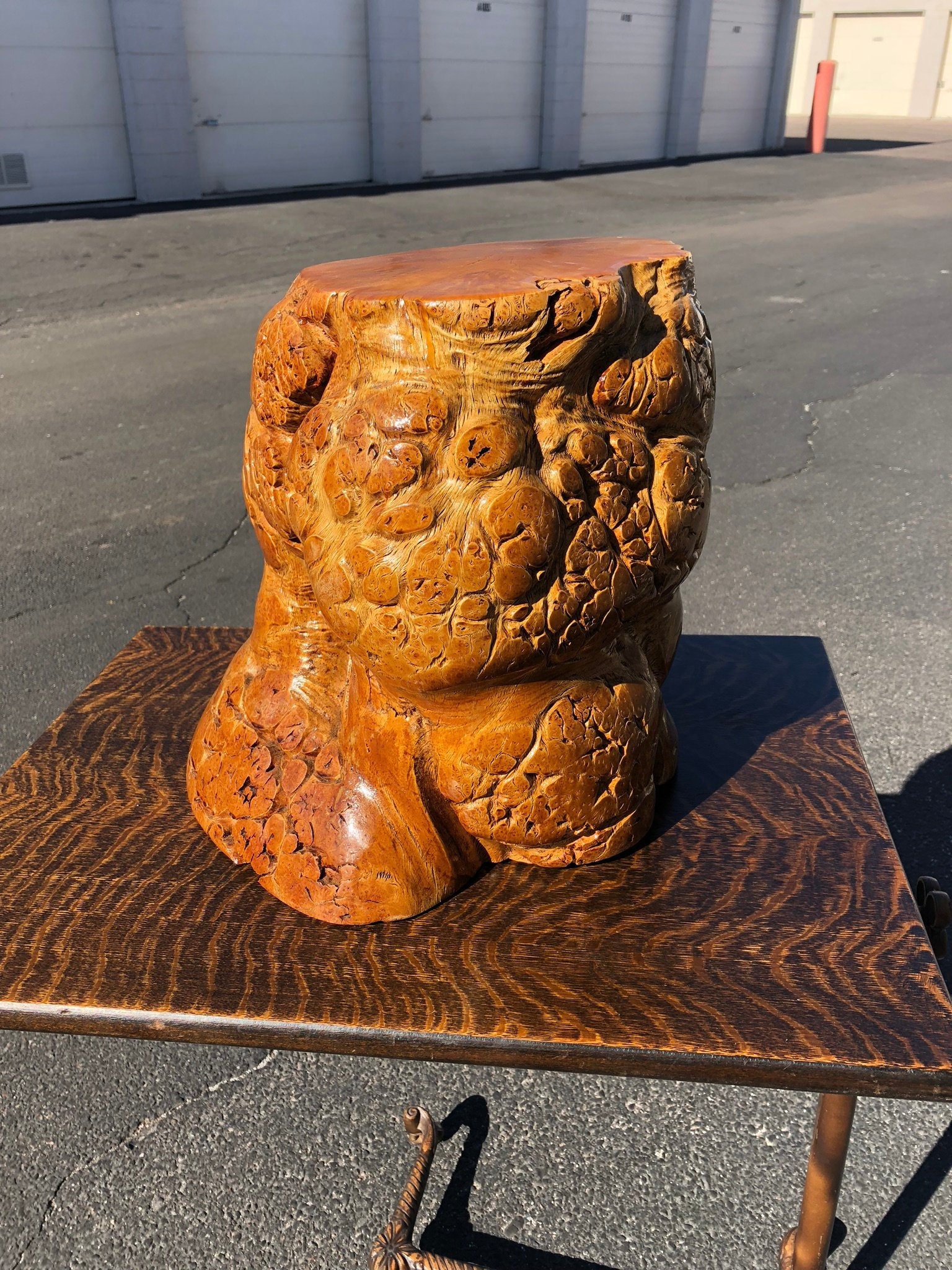 Vintage Solid Burl Wood Stump Stool or Low Table - Etsy