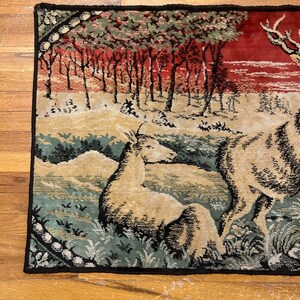 Vintage Velvet Deer in Woods Scene Wall Tapestry Rug - Etsy