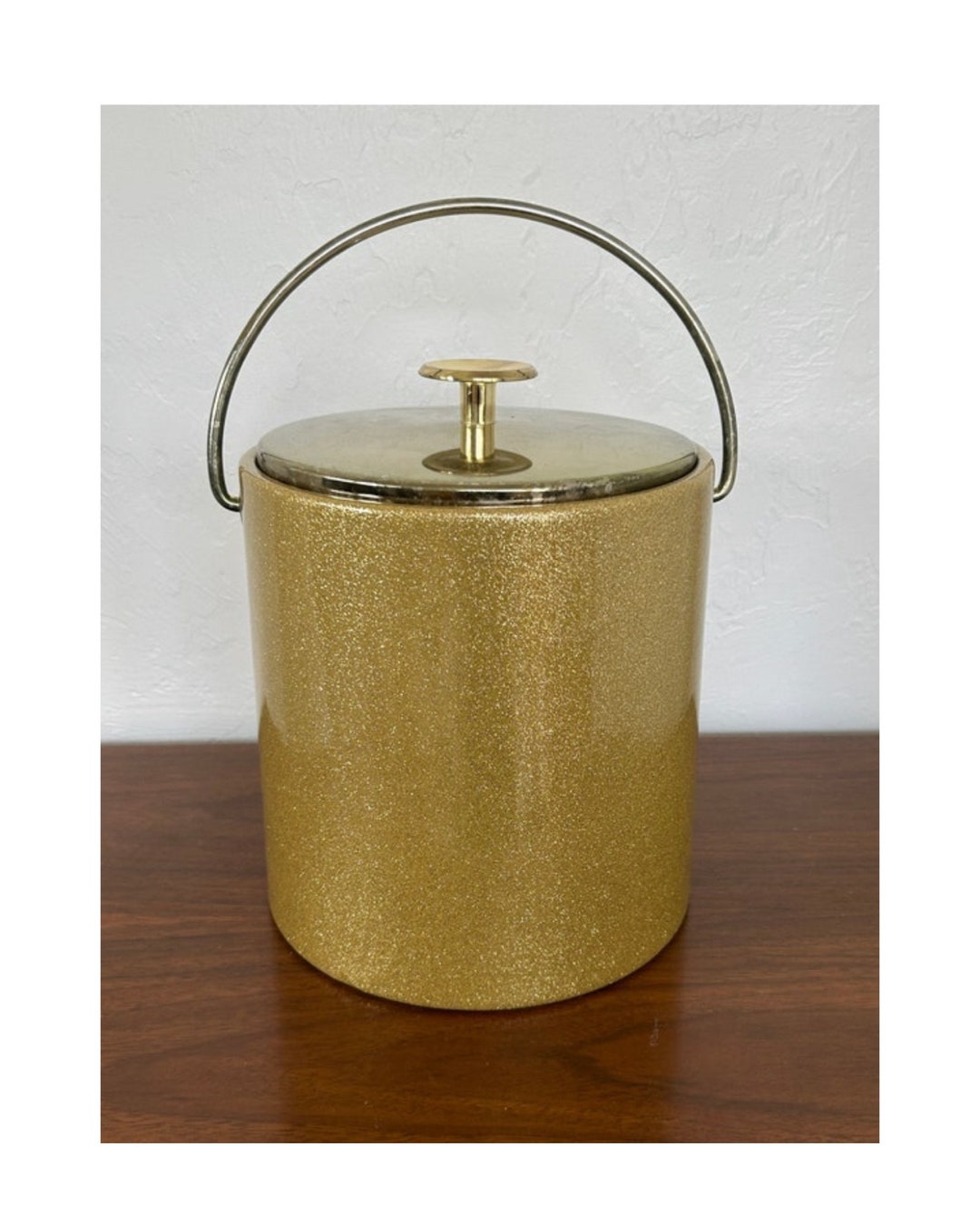 Mid Century Gold Glitter Ice Bucket - Etsy