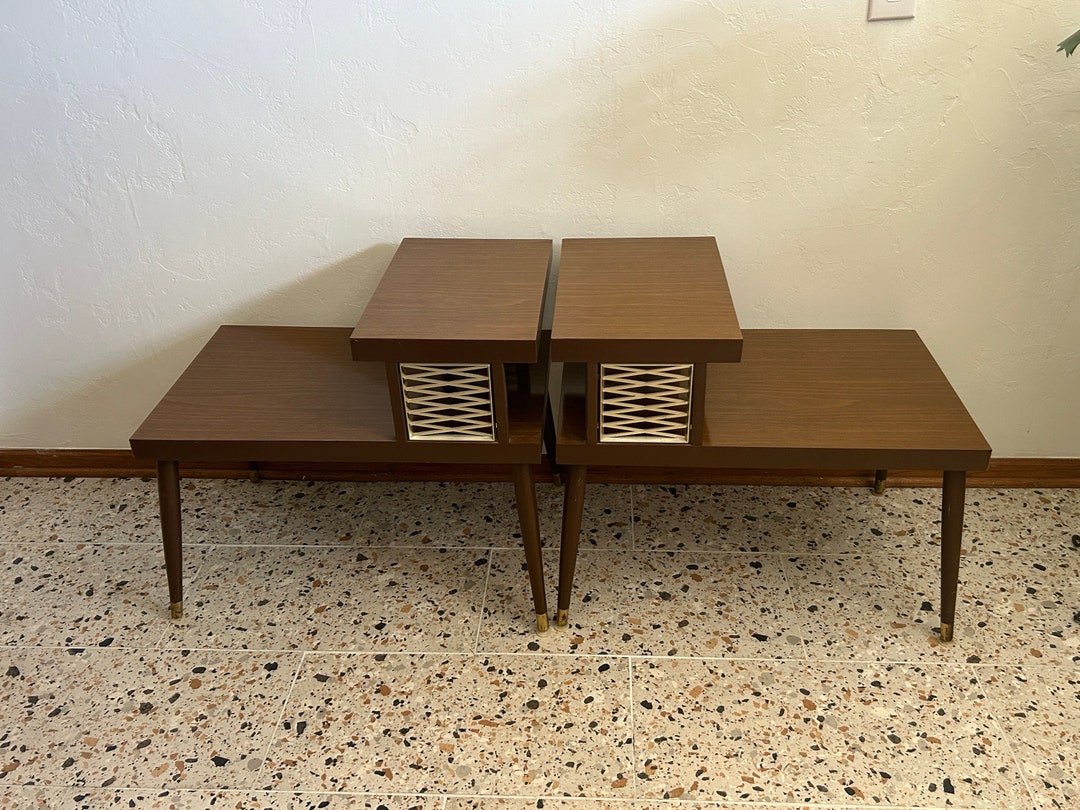 Mid Century Two Tier Laminate End Table Set - Etsy