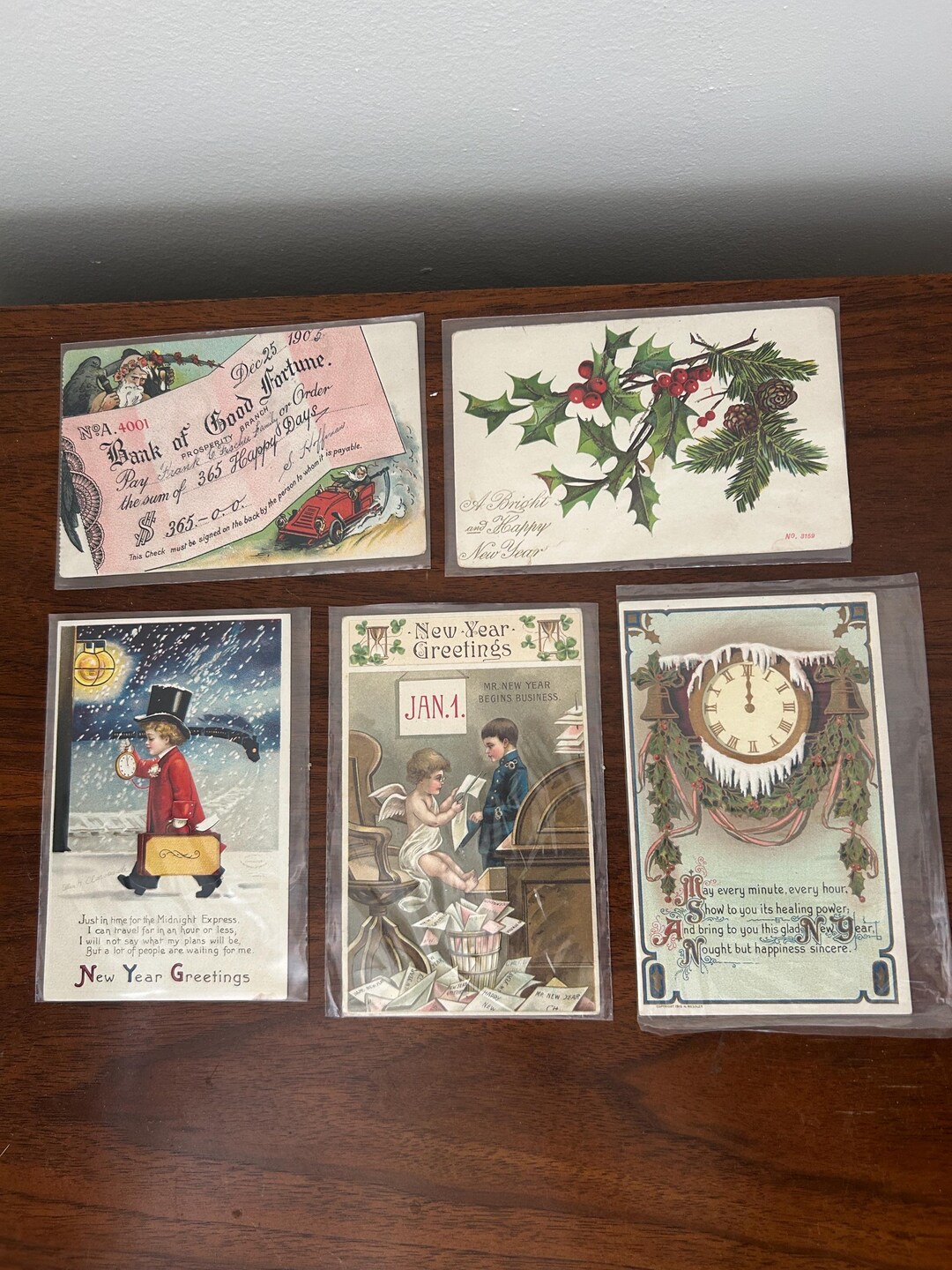Antique Happy New Years Post Cards (5) - Etsy