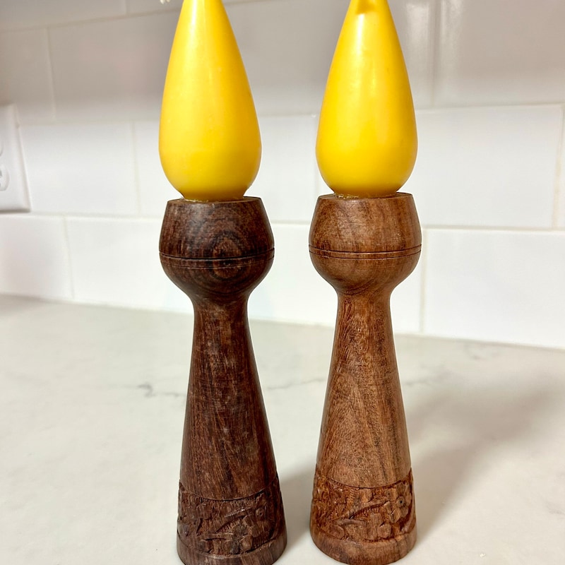 Teak Candlesticks - Etsy