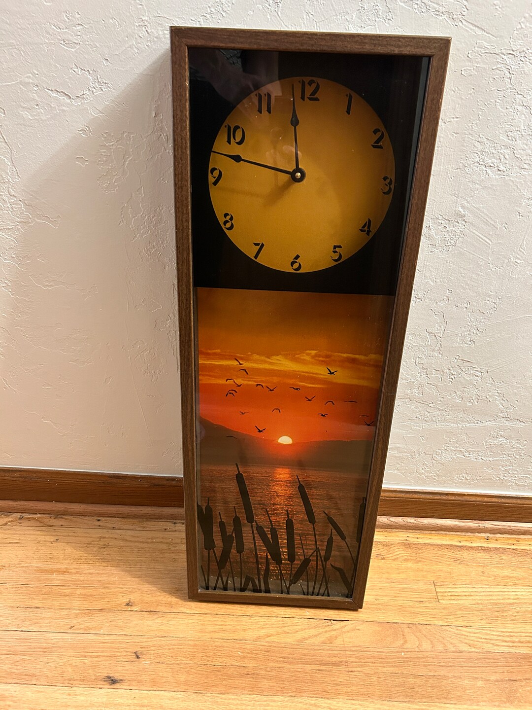 Shadow Box Wall Clock - Sunset Over Lake With Birds - Etsy