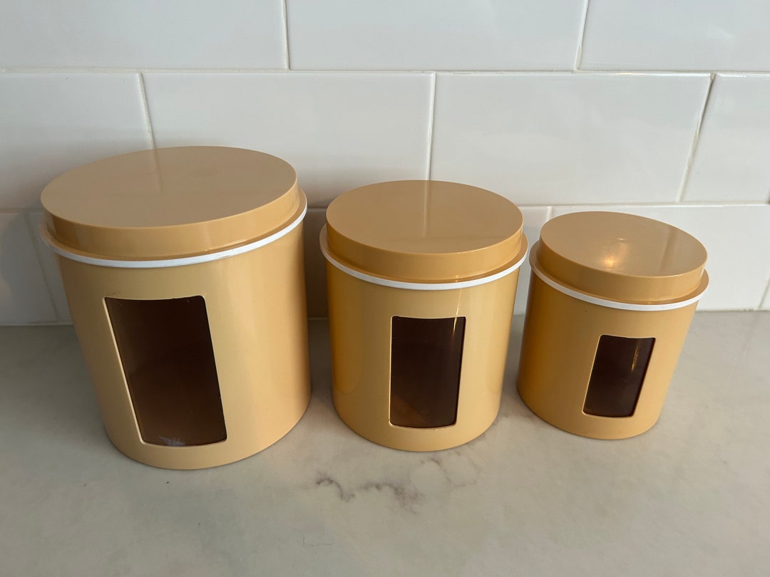 80’s Copco Nesting Acrylic Canister Set - Peach Colored Plastic With ...