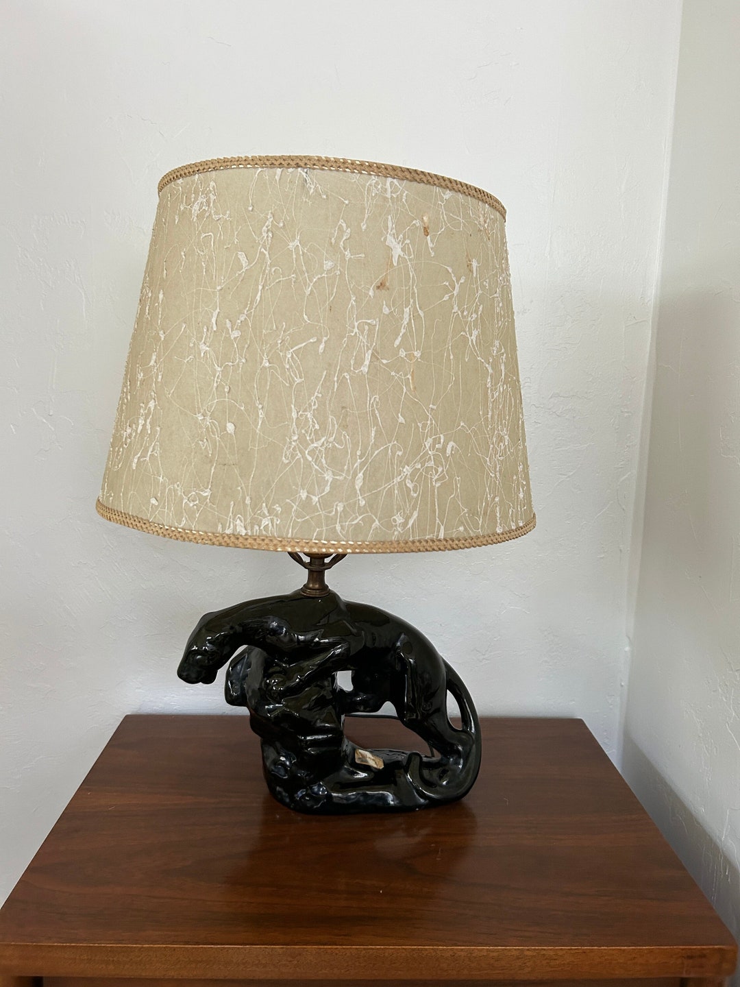 Mid Century Phil-mar Black Panther Table Lamp W/ Fiberglass S - Etsy