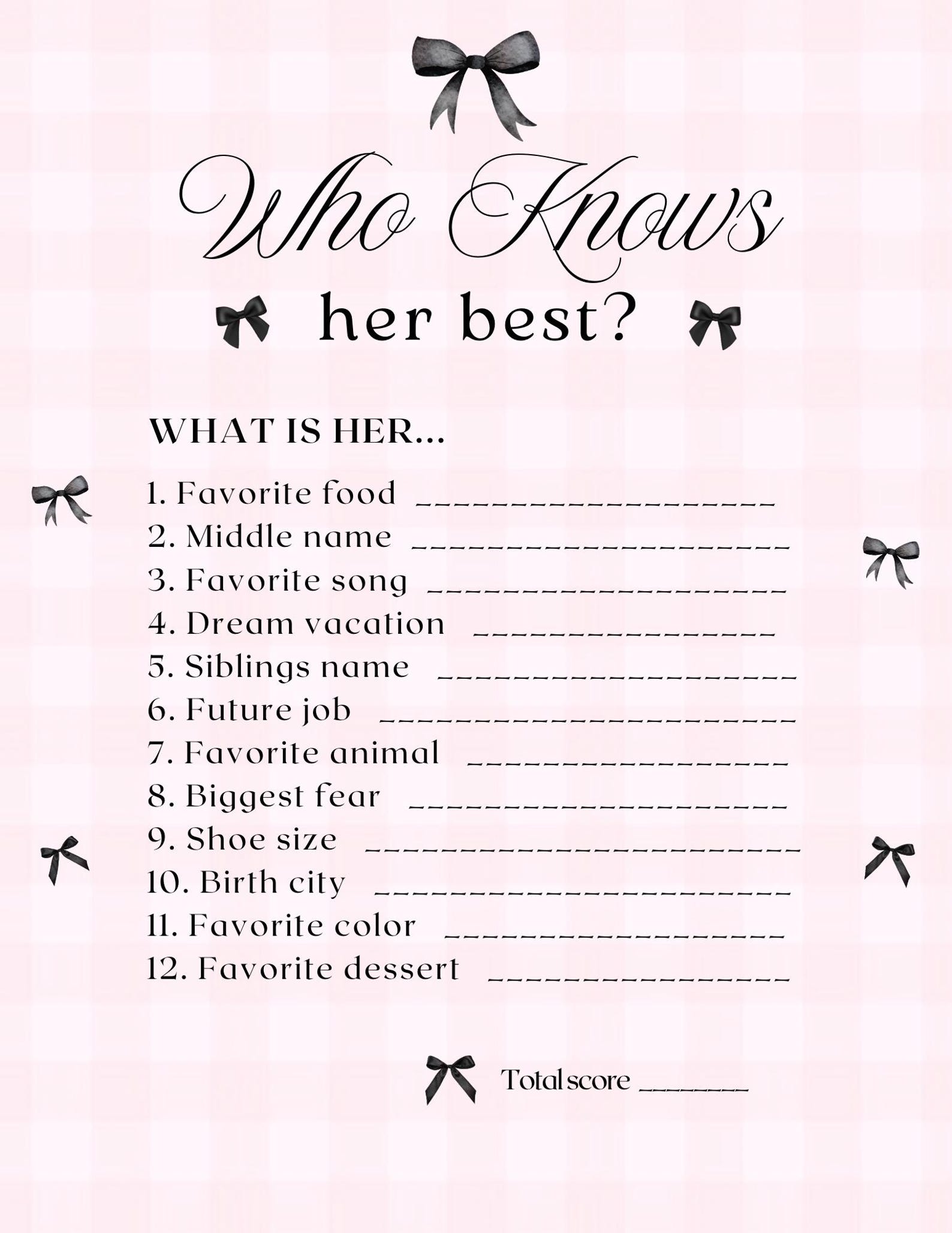 Coquette Game | Who Knows the Birthday Girl Best? | Girls Birthday ...