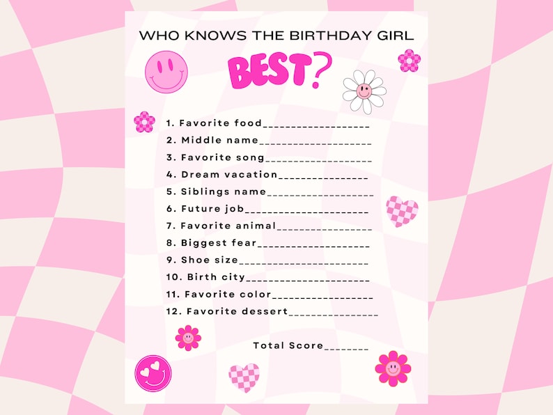 Preppy Game Who Knows the Birthday Girl Best Girls Birthday Party Games ...