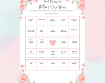 Find the Guest Bingo Find the Mom Who Bingo Mother's Day Bingo Mother's ...