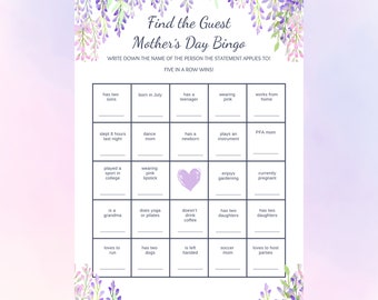 Find the Guest Bingo Find the Mom Who Bingo Mother's Day Bingo Mother's ...