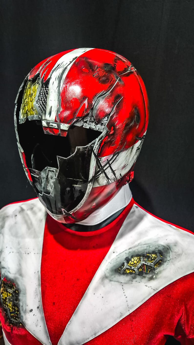 Red Lightspeed Rescue Power Ranger Costume Full Set BATTLE DAMAGED ...