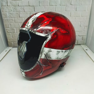 Red Lightspeed Rescue Power Ranger Helmet - Battle Damage Version ...