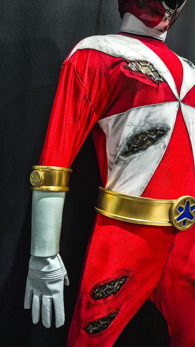 Red Lightspeed Rescue Power Ranger Costume Full Set BATTLE DAMAGED ...