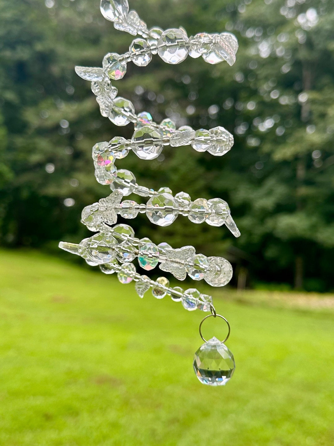 Crystal Butterfly Suncatcher: Swirling Glass Bead Window Mobile - Etsy