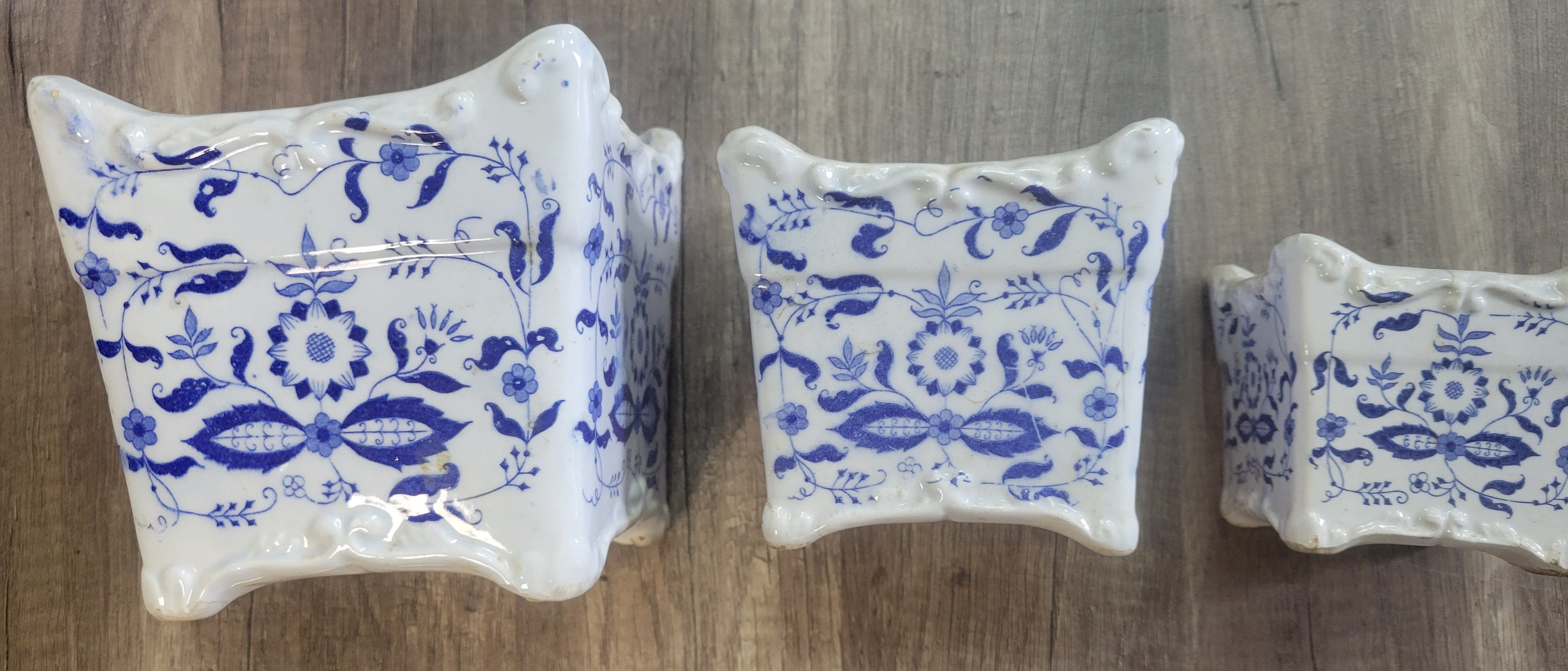 Vintage Delft Blue "made in Japan" Set of Three Planters - Etsy