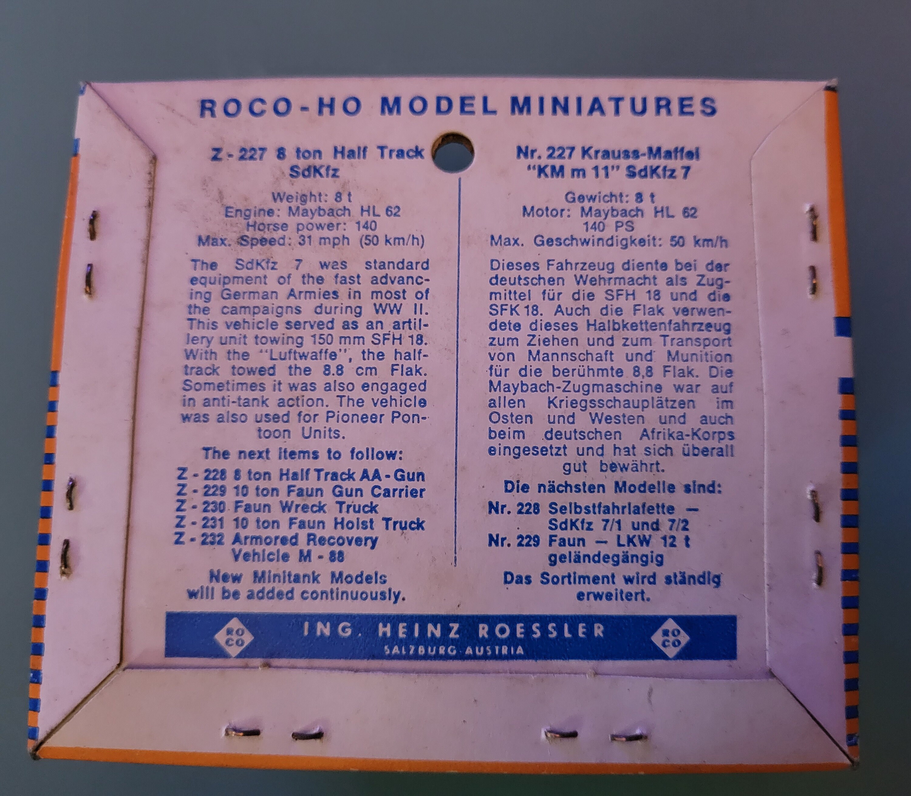 Roco-ho Model Miniature Z-227 * Ton Half Track German Tank - Etsy