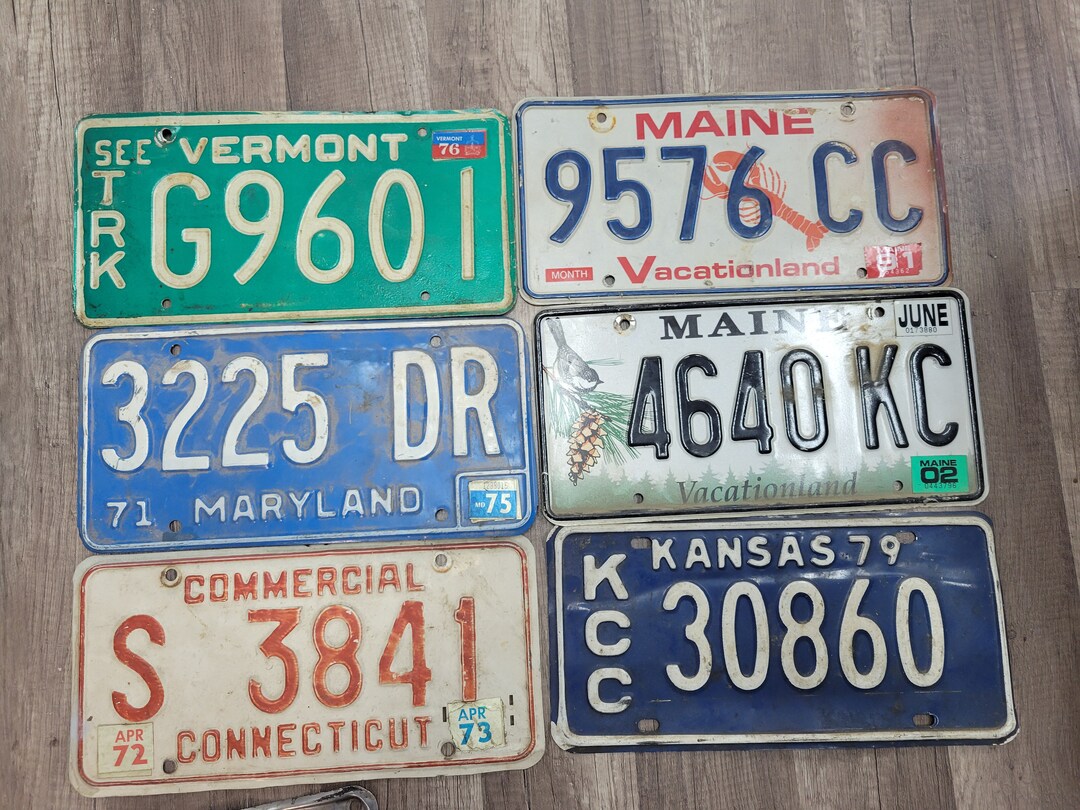 Set of Six Vintage License Plates - Etsy