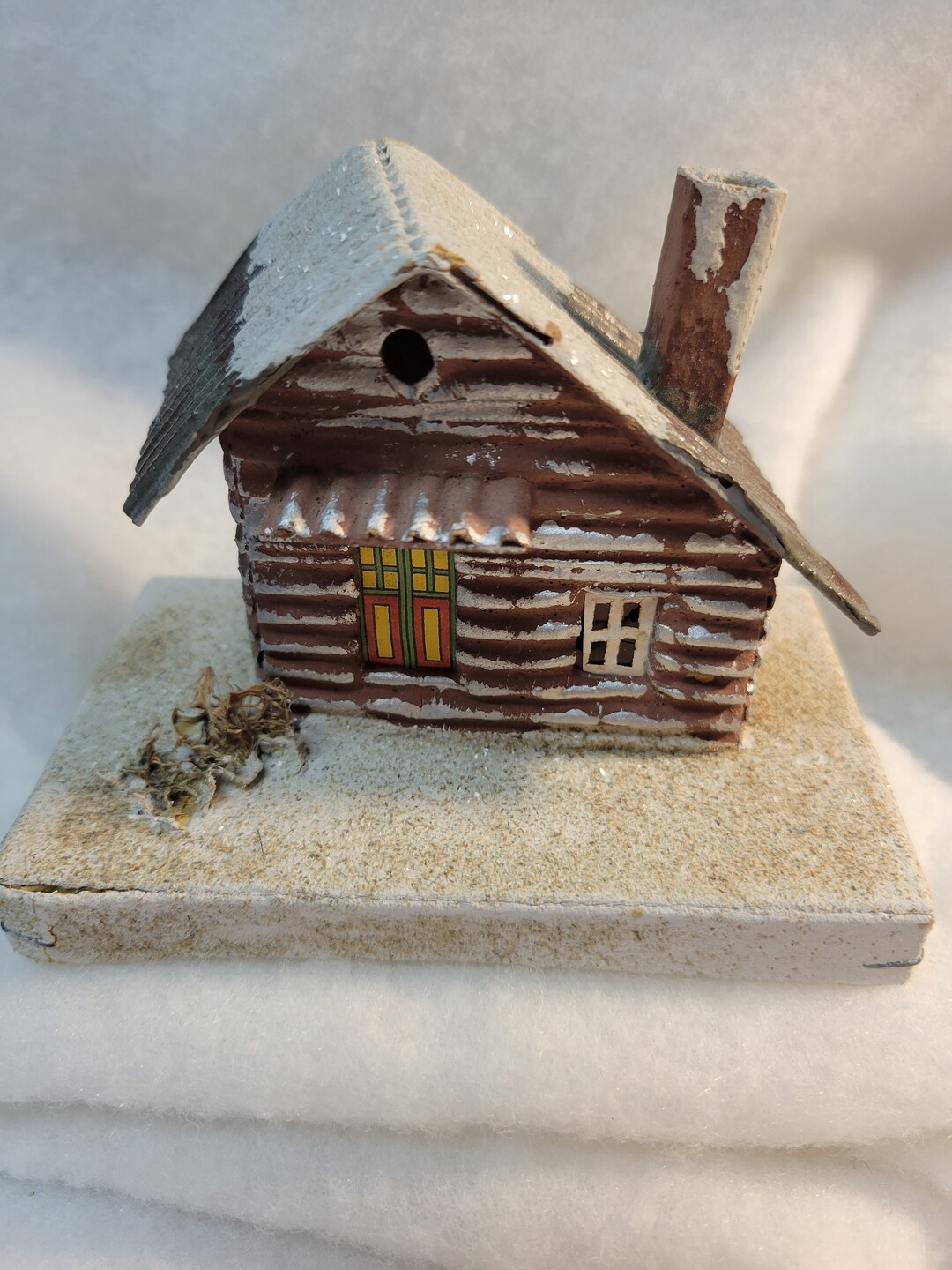 Vintage Paper Mache Log Cabin putz House Made in - Etsy