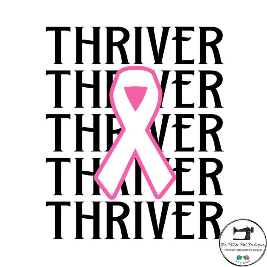 Breast Cancer Ribbon Thriver SVG - Etsy