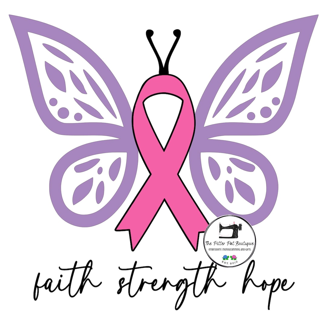 Breast Cancer Butterfly Ribbon SVG: Faith Strength Hope - Etsy