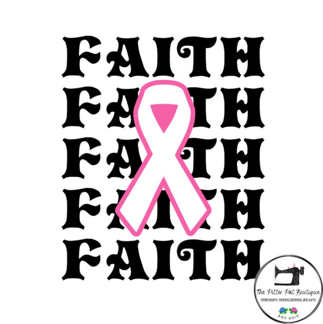 Breast Cancer Ribbon FAITH SVG - Etsy