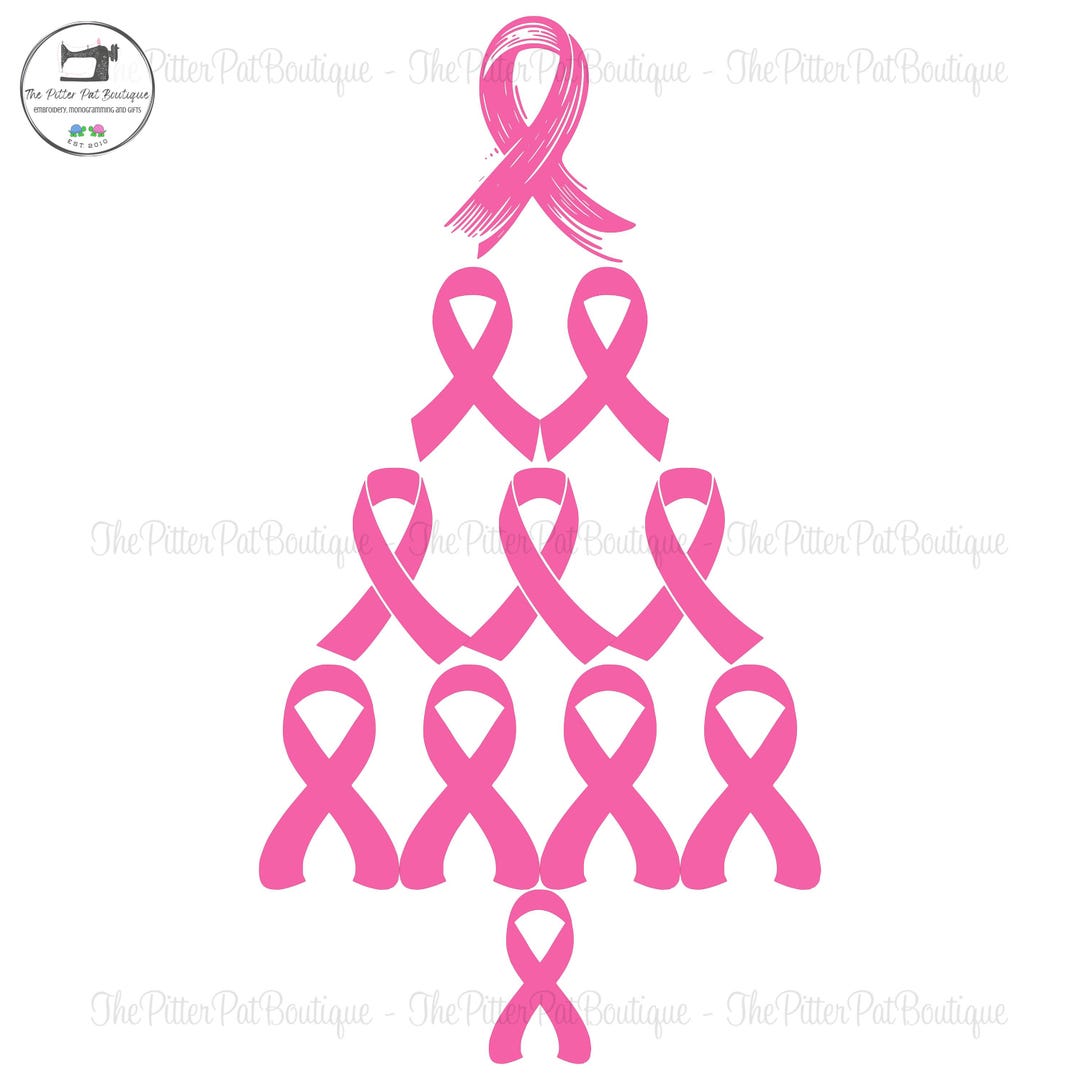 Breast Cancer Ribbon Christmas Tree - Breast Cancer SVG. Breast Cancer ...