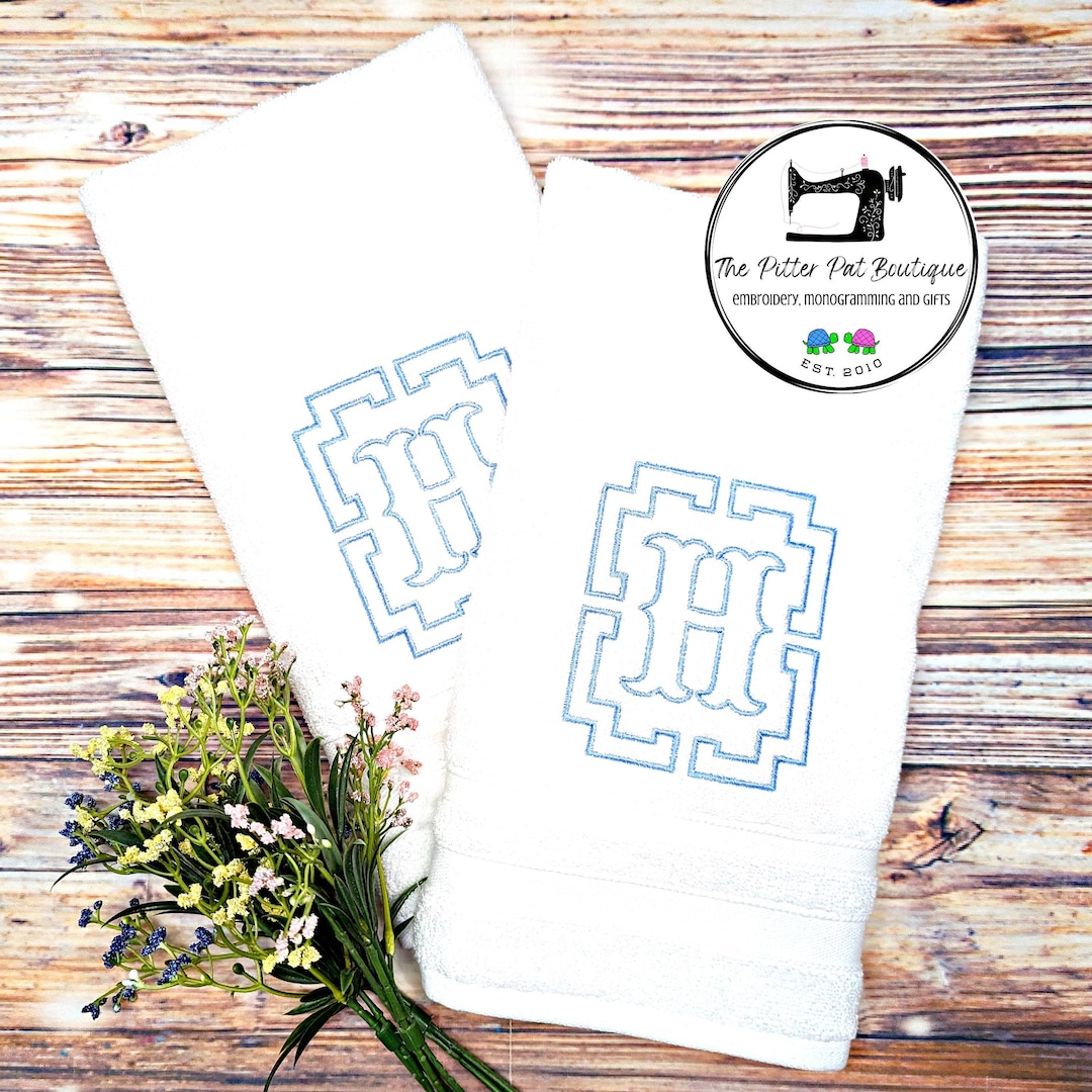 Monogrammed Hand Towels & Hand Towel Sets (greek Key Style ...