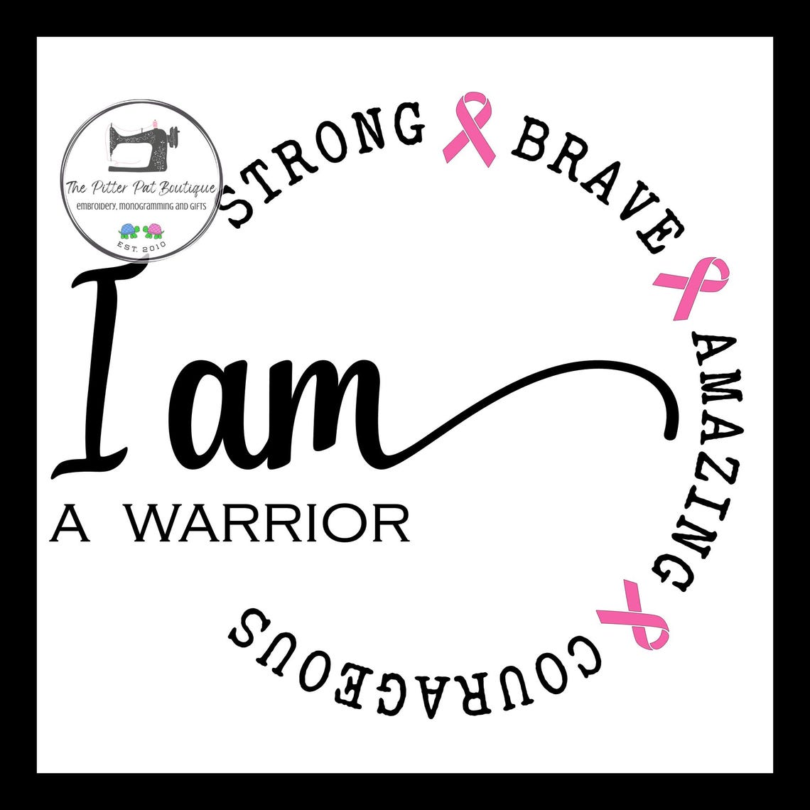 Breast Cancer Awareness Ribbon SVG: Warrior Strong Brave - Etsy