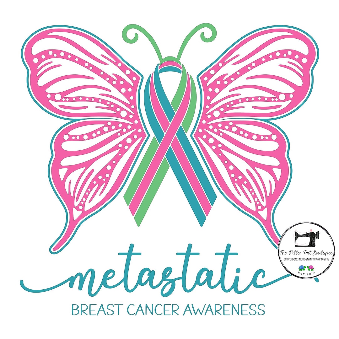 Metastatic Breast Cancer Butterfly Ribbon SVG - Etsy