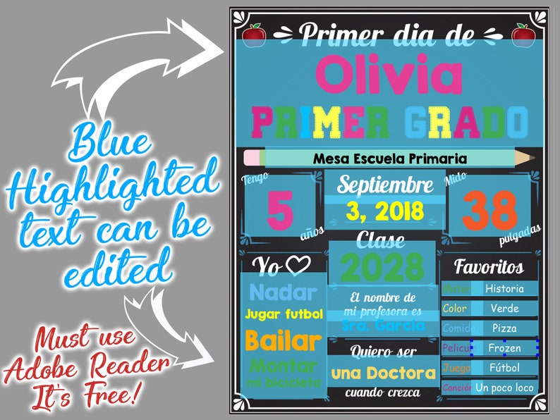 SPANISH Carteles De Primer Dia De Escuela Easy DIY Printable | Etsy
