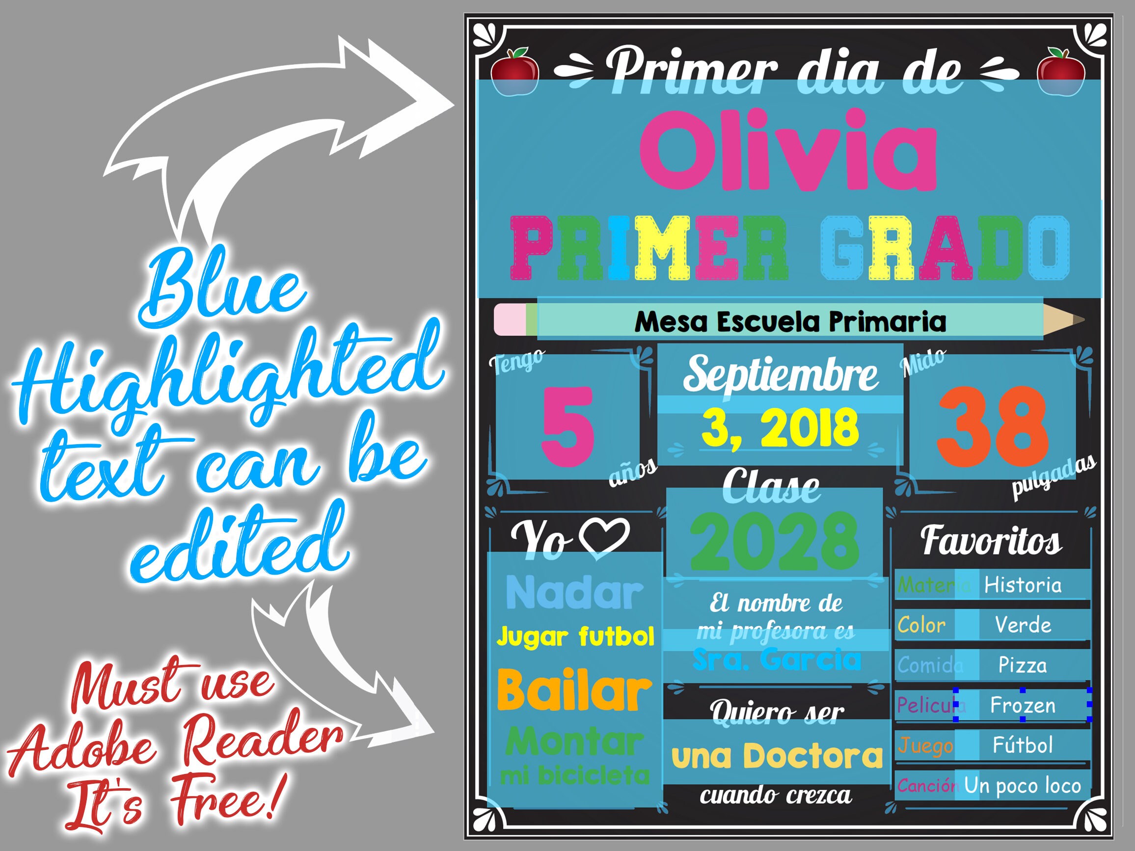 SPANISH Carteles De Primer Dia De Escuela Easy DIY Printable - Etsy