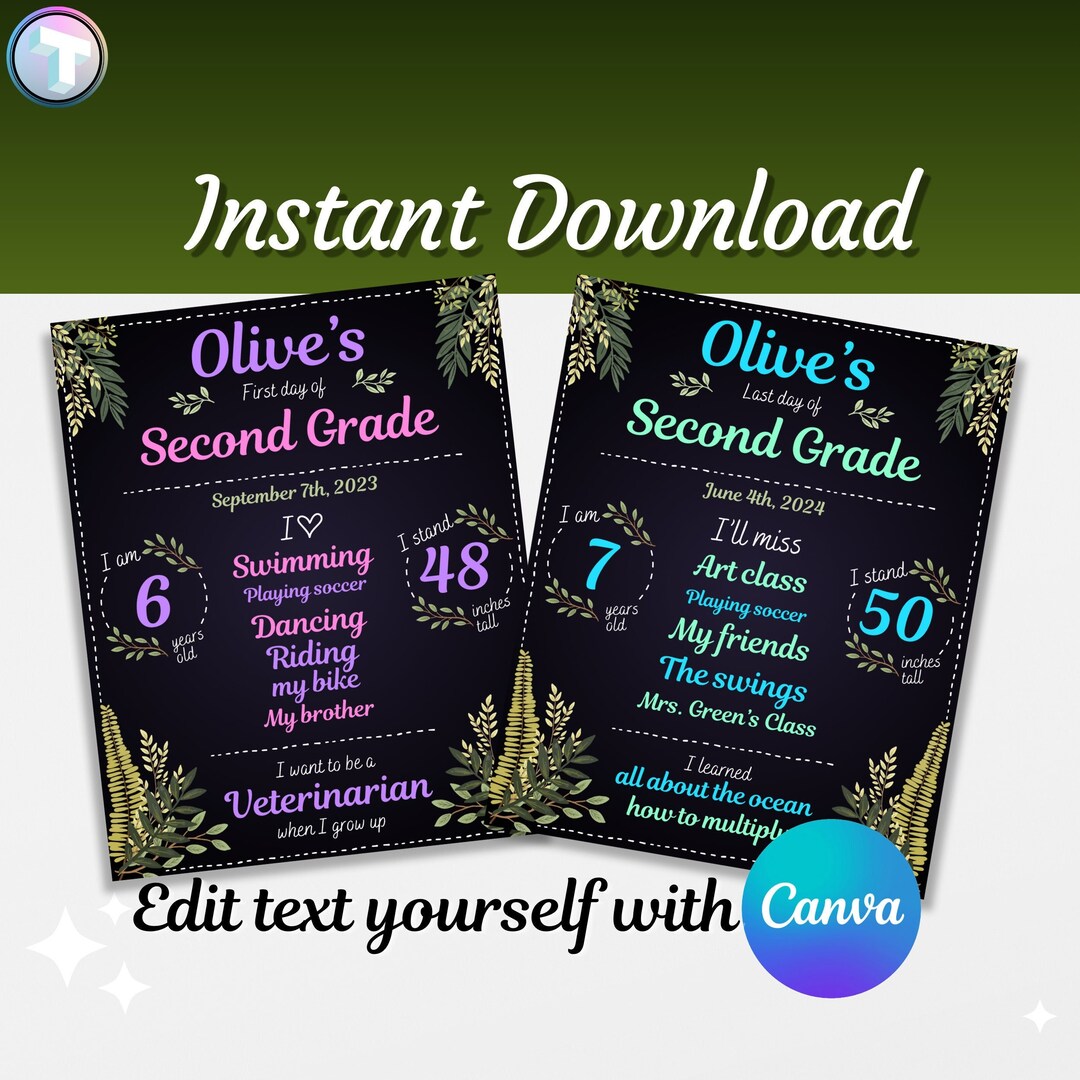 Both First & Last Day of School Signs EASY DIY Canva Template Printable ...