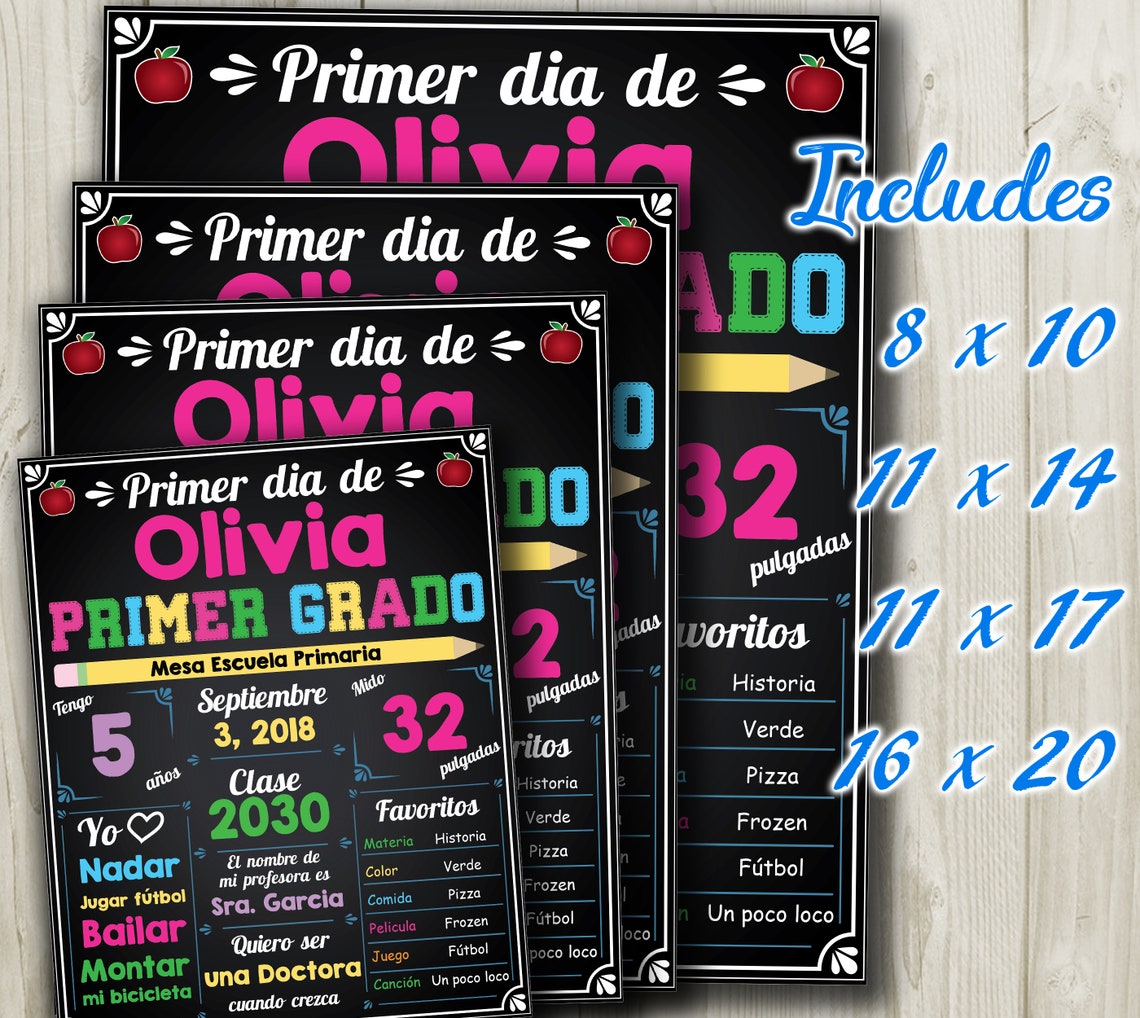 SPANISH Carteles De Primer Dia De Escuela Easy DIY Printable | Etsy