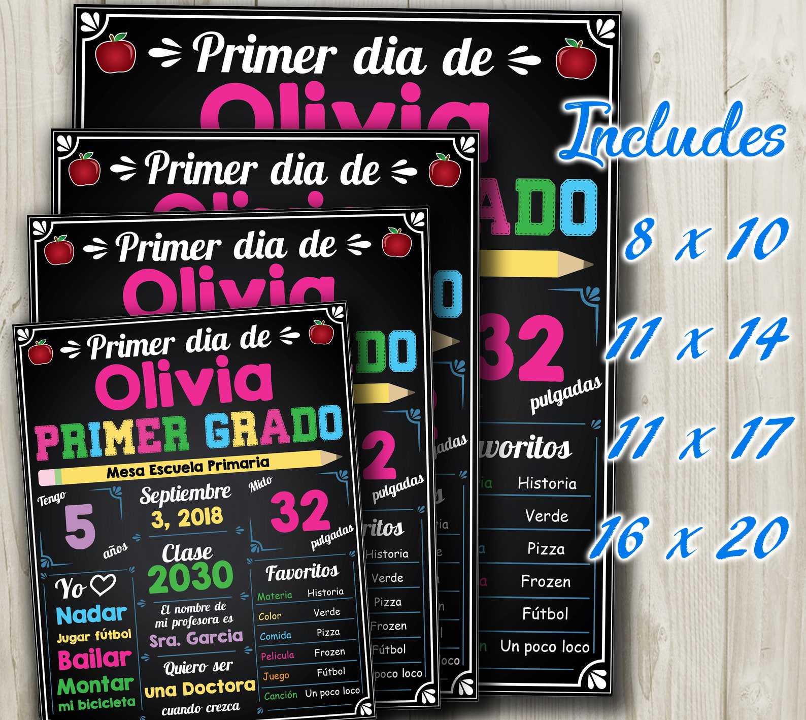 SPANISH Carteles De Primer Dia De Escuela Easy DIY Printable | Etsy