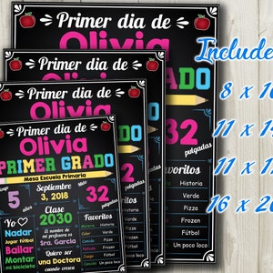 SPANISH Carteles De Primer Dia De Escuela Easy DIY Printable | Etsy