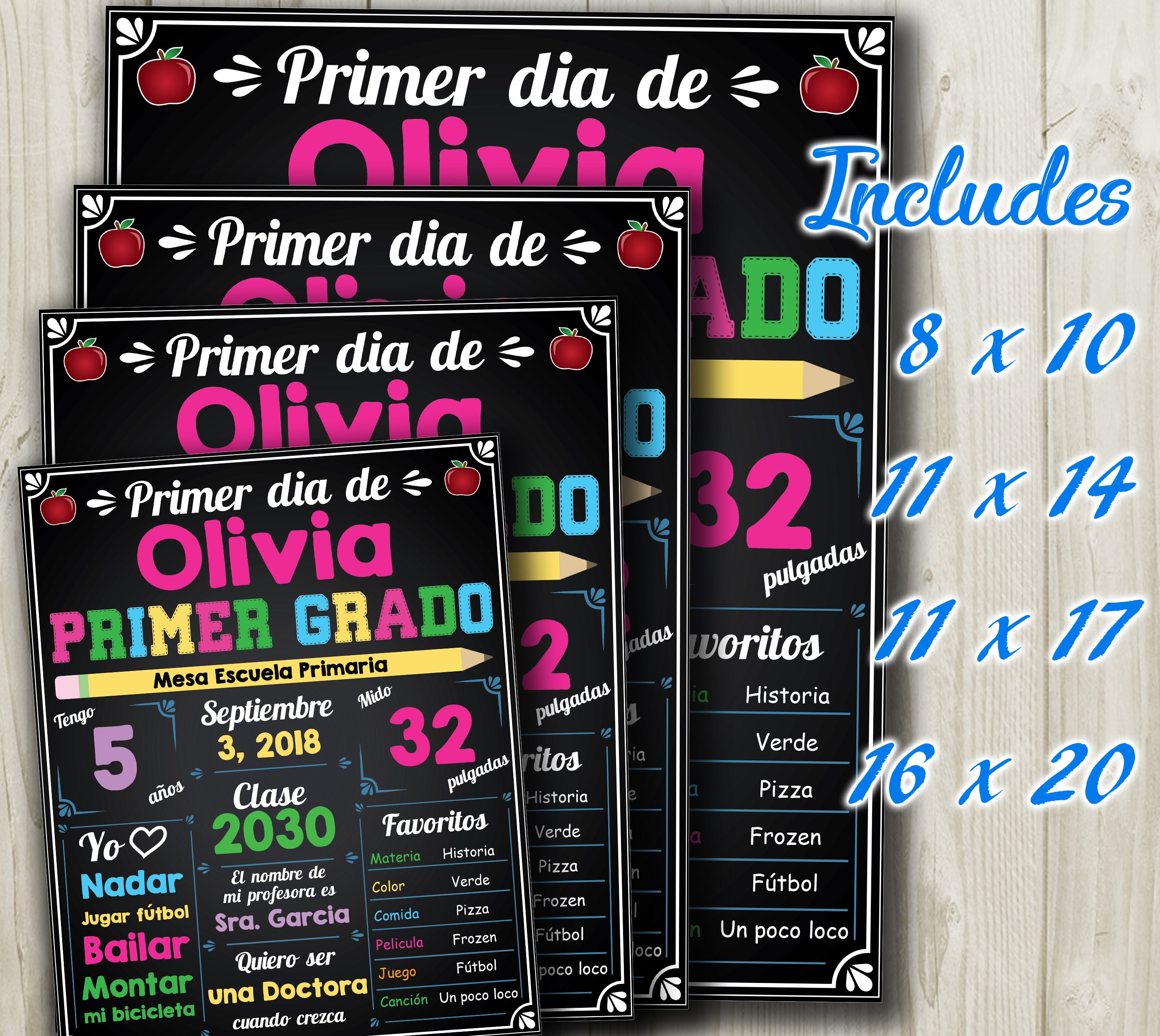 SPANISH Carteles de Primer Dia de Escuela Easy DIY Printable - Etsy España