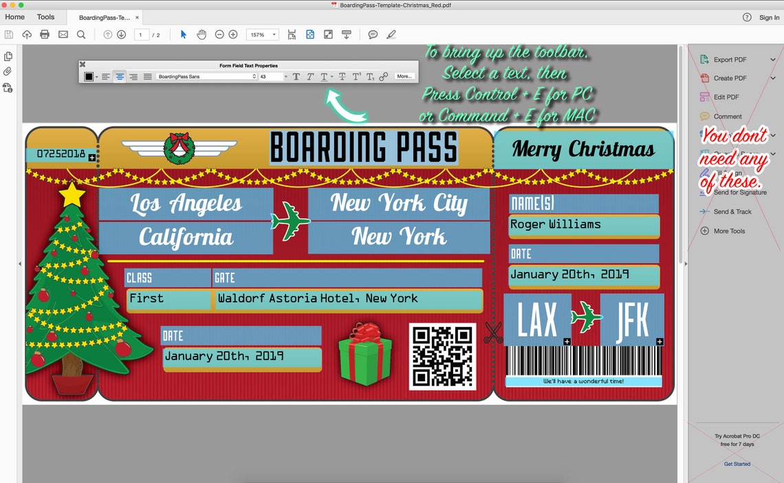 EASY DIY Printable Editable Boarding Pass Surprise Fake | Etsy