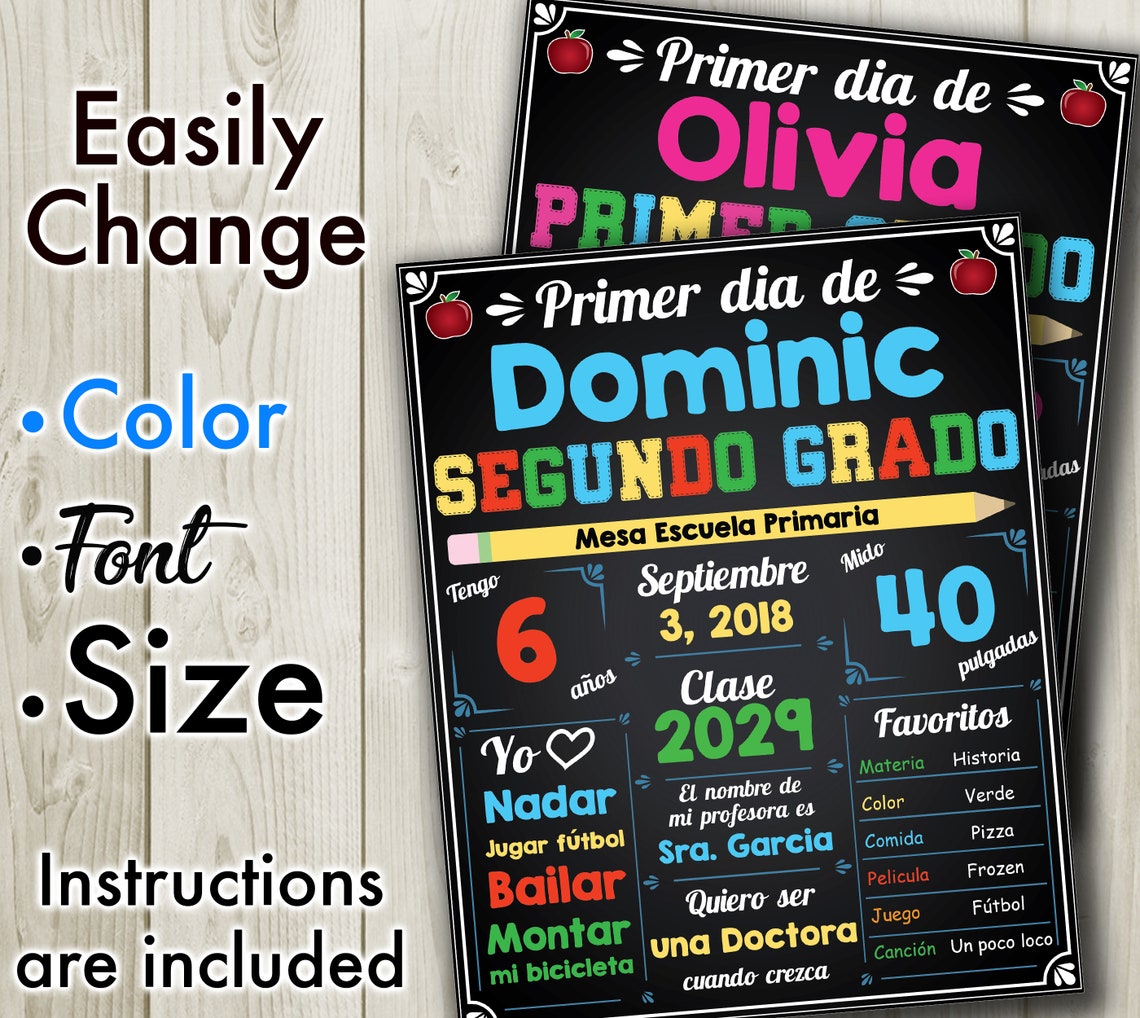 SPANISH Carteles De Primer Dia De Escuela Easy DIY Printable - Etsy