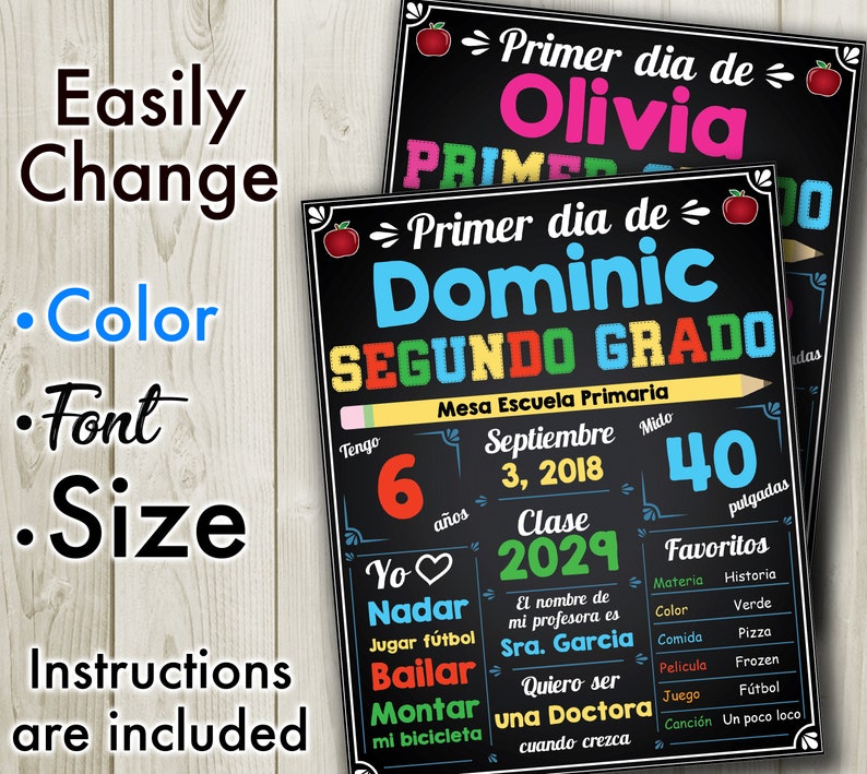 SPANISH Carteles De Primer Dia De Escuela Easy DIY Printable | Etsy