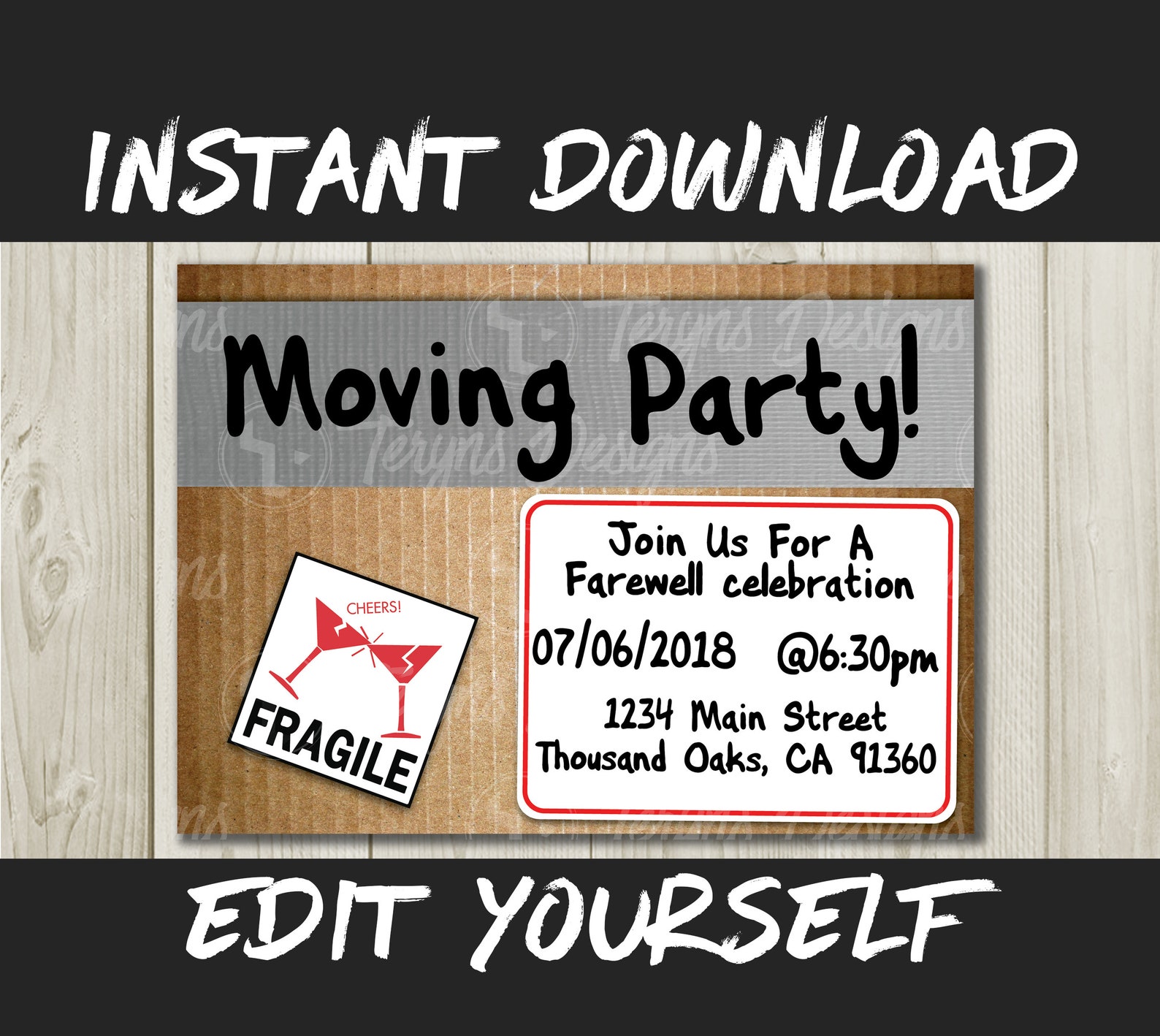 Printable Moving Party Invitation Custom Farewell Cardboard | Etsy