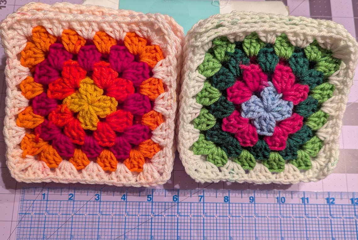 Finished Crochet Granny Squares (with SOFT WHITE Edges) 6" X 6" Sets of ...