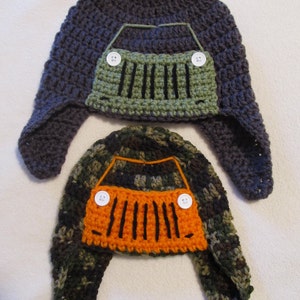 Crochet Jeep/truck Hat - Baby to Adult Sizes in Tough Outdoor Colors ...