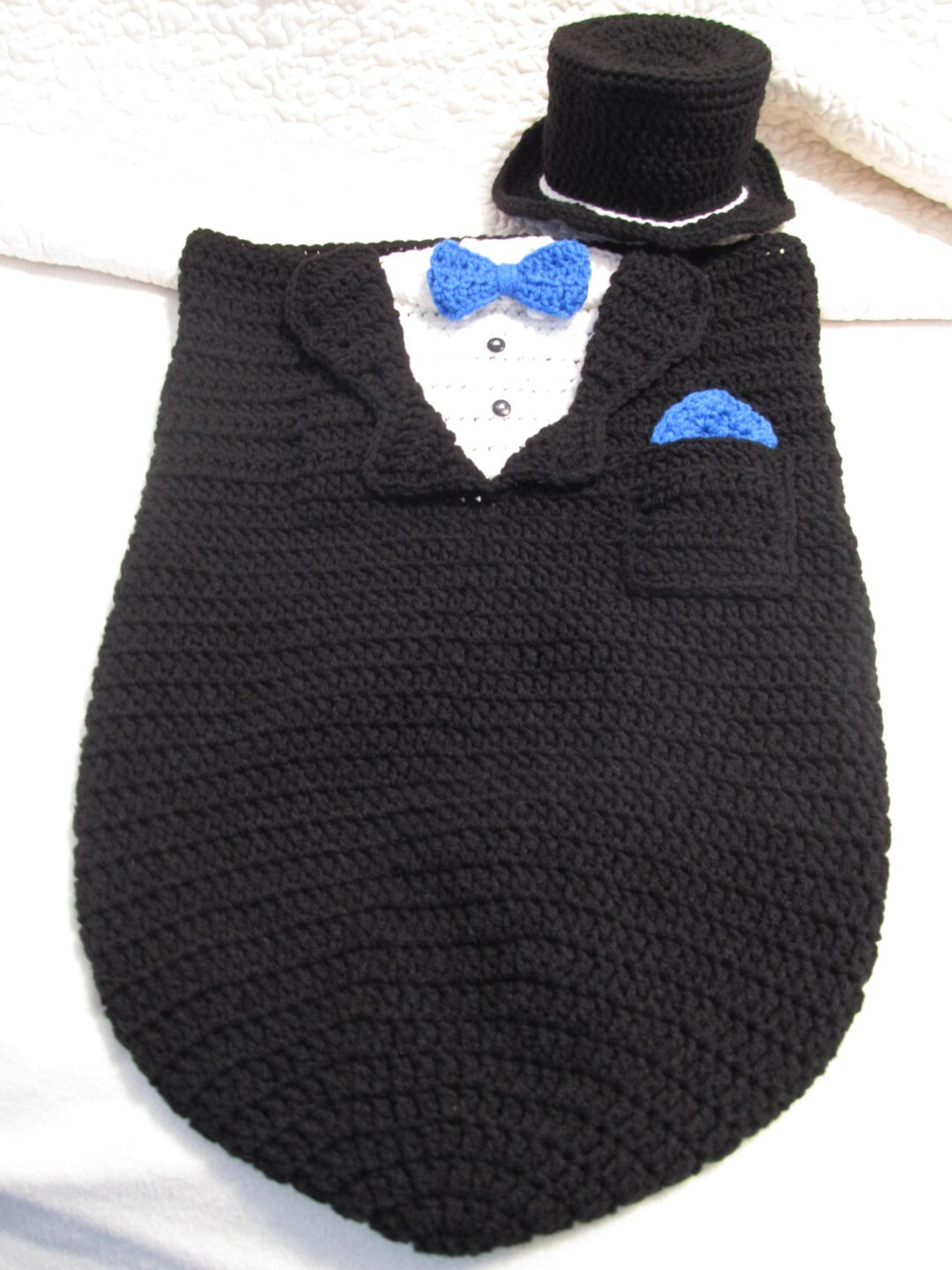 Crochet Pattern Tuxedo Papoose/sac With Top Hat, Bow Tie, Long Tie and ...