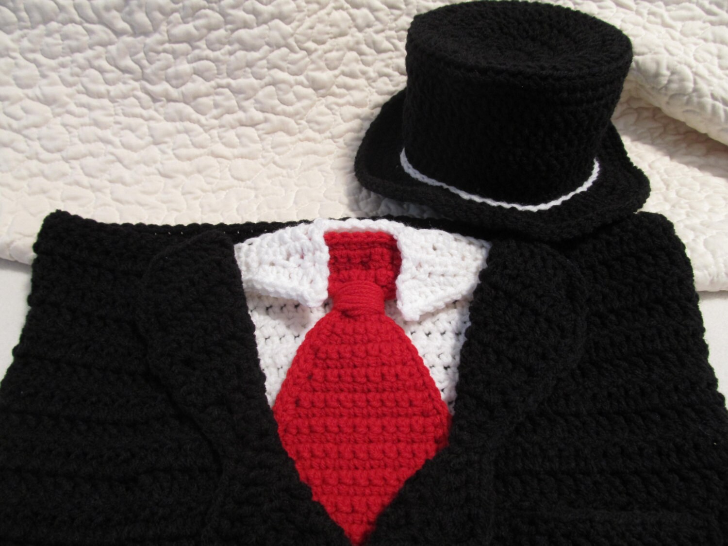 Crochet Pattern Tuxedo Papoose/sac With Top Hat, Bow Tie, Long Tie and ...