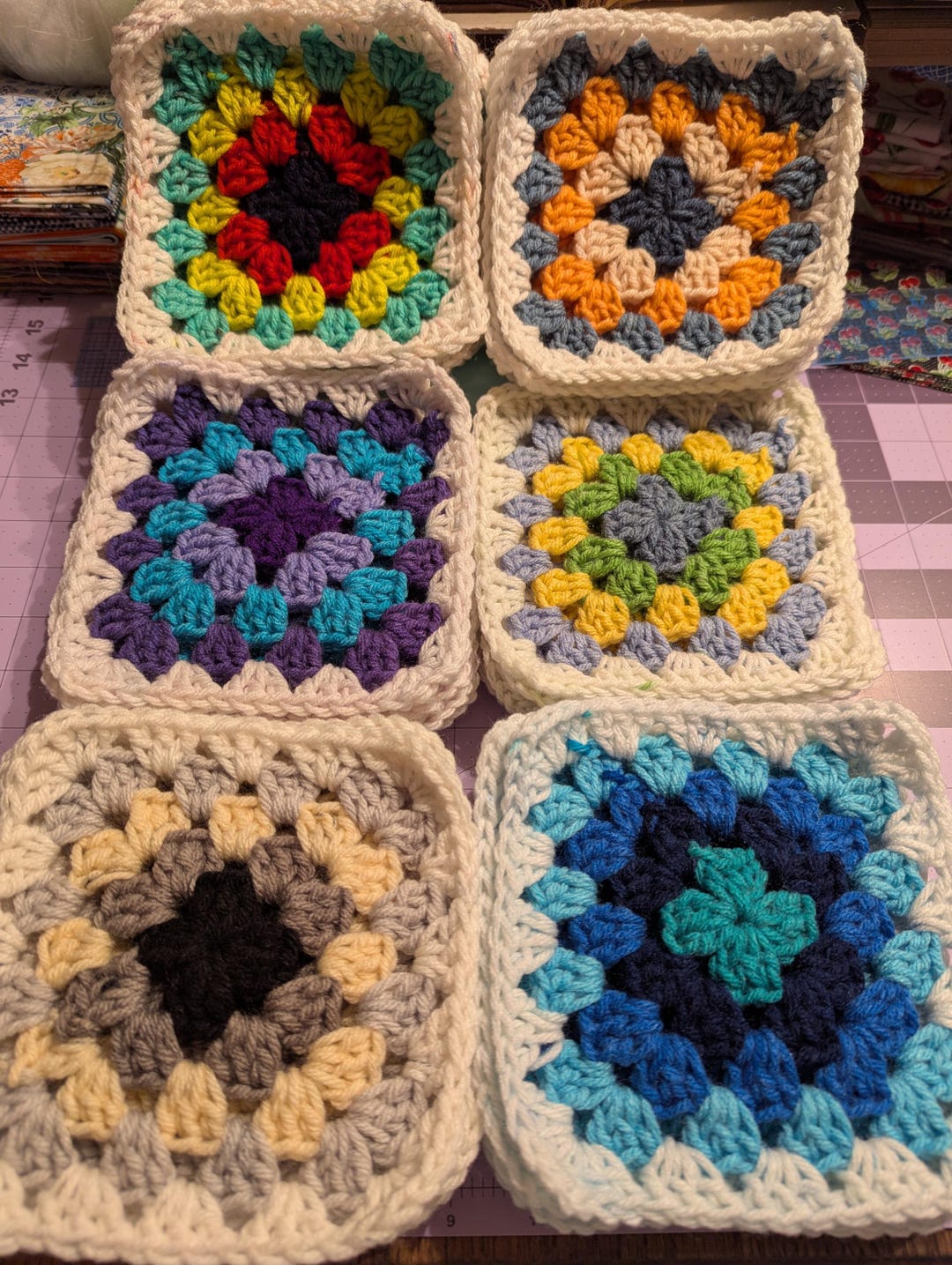 Finished Crochet Granny Squares (with SOFT WHITE Edges) 6" X 6" Sets of ...