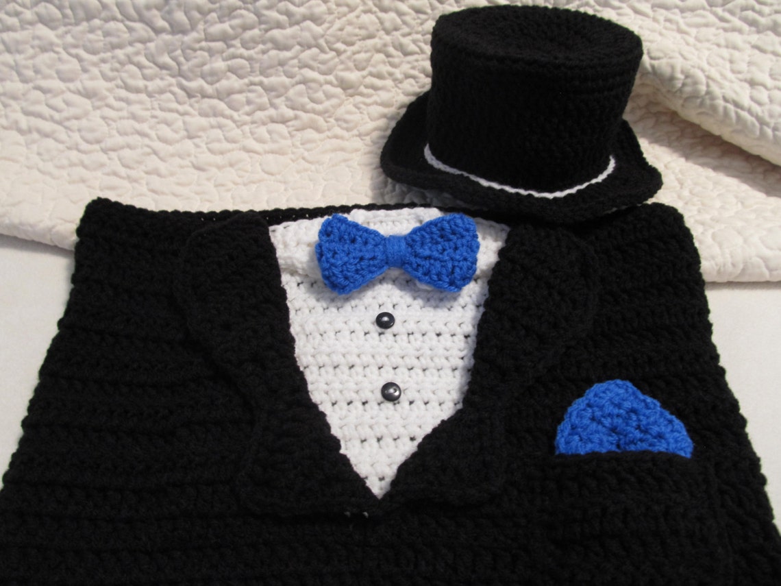 Crochet Pattern Tuxedo Papoose/sac With Top Hat, Bow Tie, Long Tie and ...